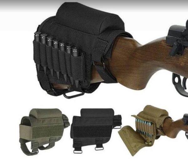 Adjustable Butt-stock Rifle Cheek Rest with Ammo Carrier Cartridge Bag ...