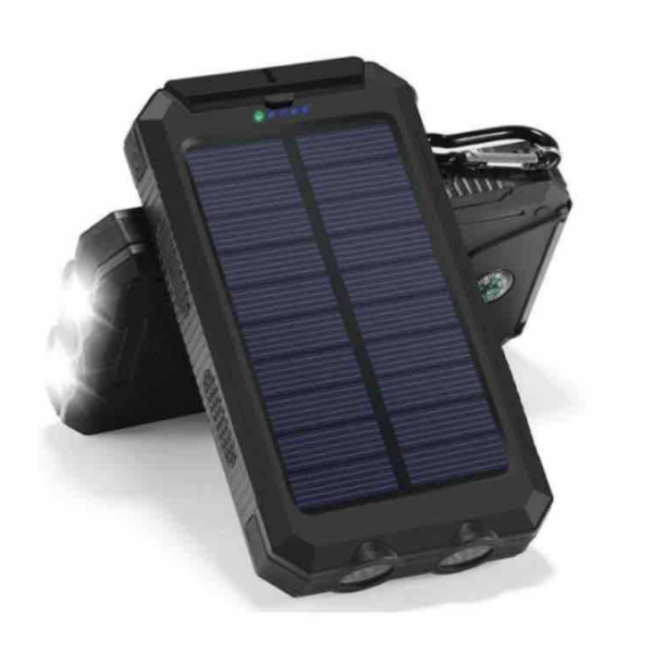 Solar Power Bank 2W, 20 000mAh Water resistant Led Light Flash Light ...
