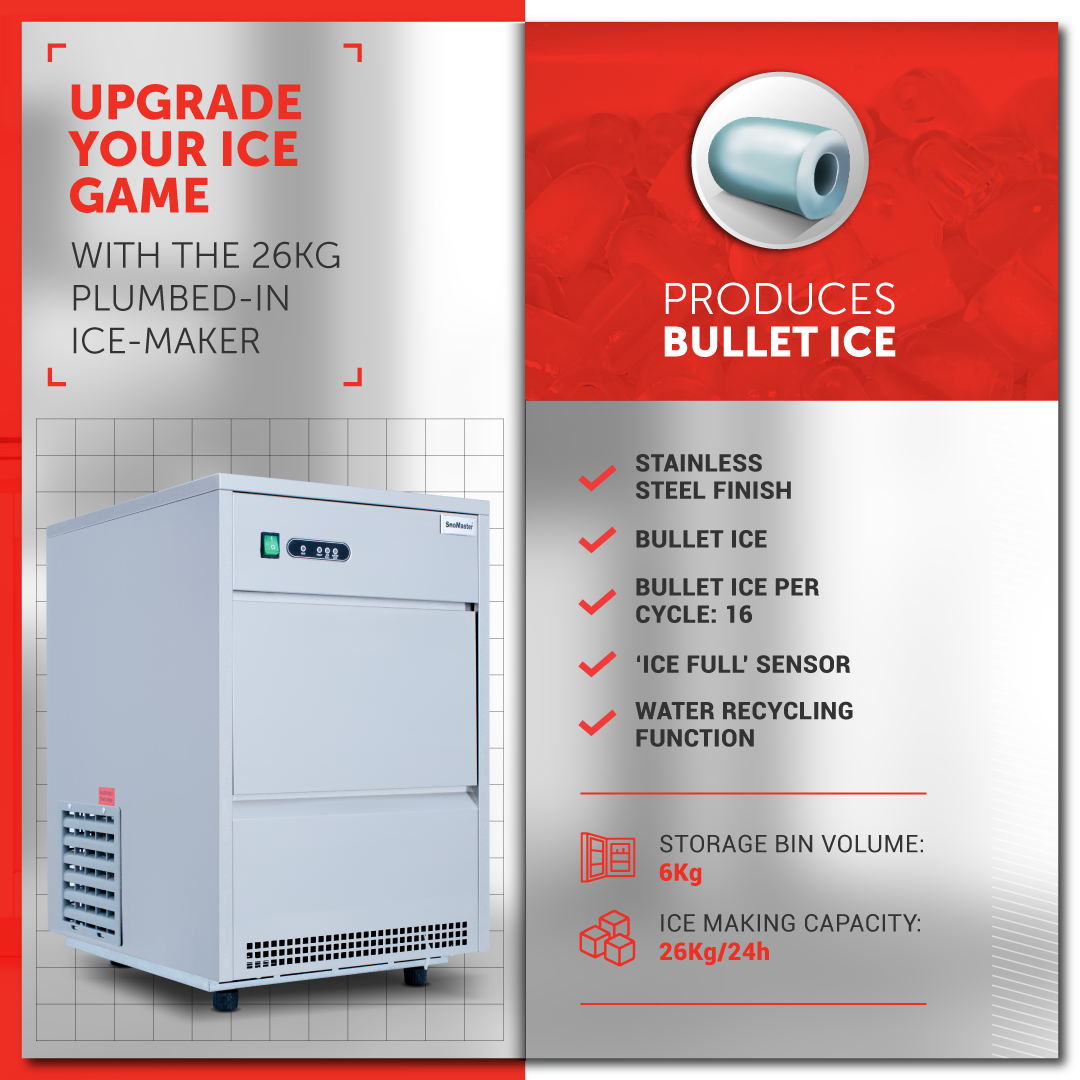 SnoMaster SM-26 26KG/24HR PLUMBED-IN BULLET TYPE ICE-MAKER – STAINLESS ...
